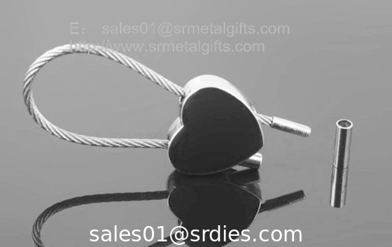 Black nickel plated steel wire loop with screw nut for wire cable keyring supplier