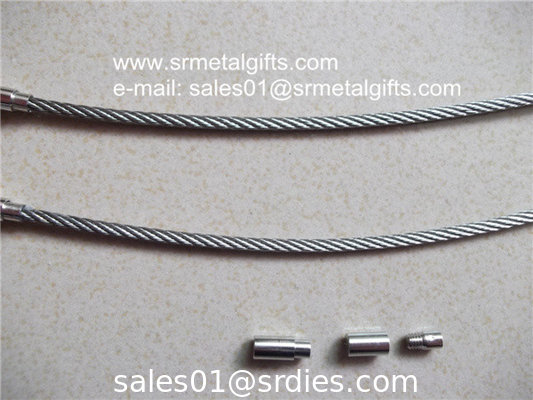 Black nickel plated steel wire loop with screw nut for wire cable keyring supplier