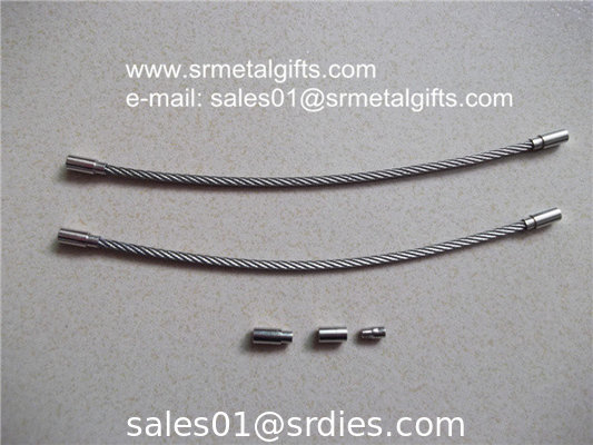 Black nickel plated steel wire loop with screw nut for wire cable keyring supplier