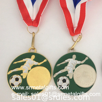 Zamak embossed metal football medals, zinc alloy soccer medals, supplier