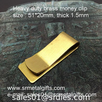Vintage brush brass money clips, heavy duty 1.5mm thick brass money clip wallet supplier