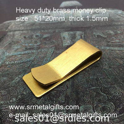 Vintage brush brass money clips, heavy duty 1.5mm thick brass money clip wallet supplier