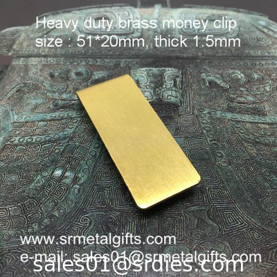 Vintage brush brass money clips, heavy duty 1.5mm thick brass money clip wallet supplier