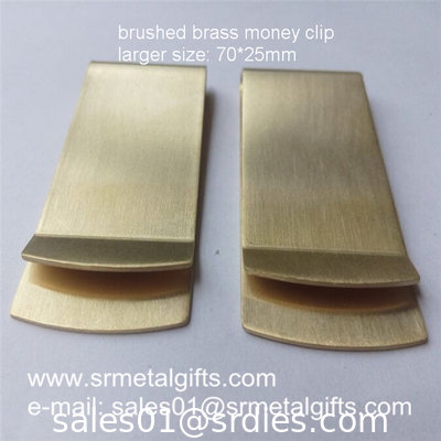 Vintage brush brass money clips, heavy duty 1.5mm thick brass money clip wallet supplier
