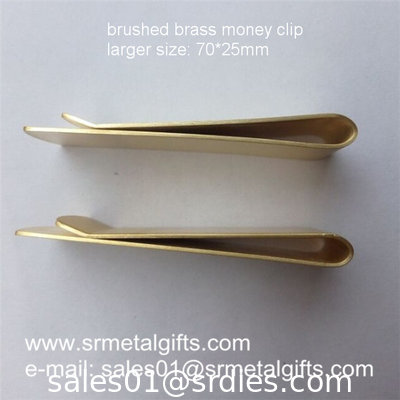 Retro brushed brass money clip wallets, 70x25x1mm thick brass money clips ready mold supplier