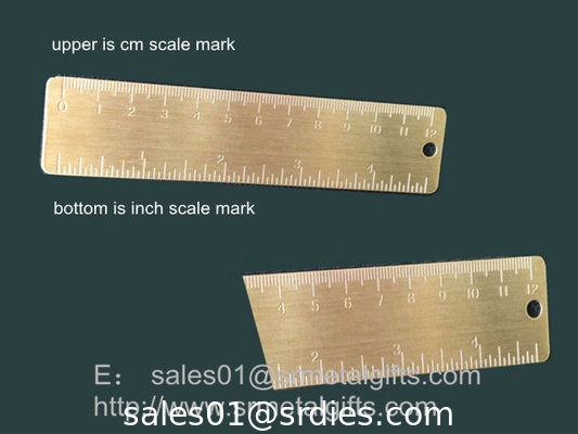 Brass Bookmark Ruler with graduation, mini brush brass ruler with engraved logo supplier