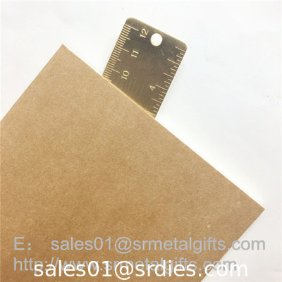 Brass Bookmark Ruler with graduation, mini brush brass ruler with engraved logo supplier