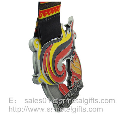 Hollow metal kids championship medals with ribbon, ribbon metal prize medals, supplier