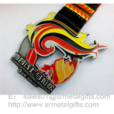 Hollow metal kids championship medals with ribbon, ribbon metal prize medals, supplier