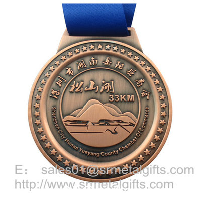 Antique bronze engraved metal medals, bespoke antique bronze sports medallions, supplier