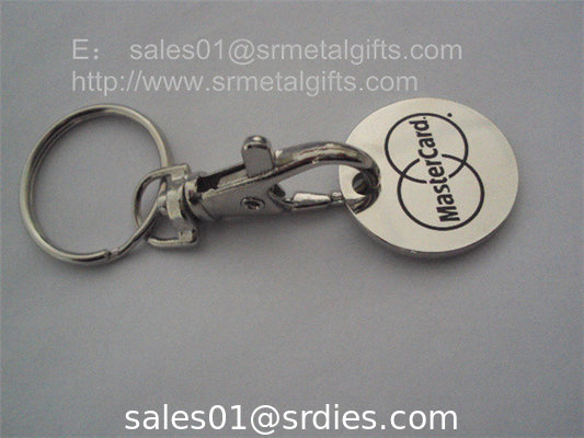 Shopping cart trolley coin key chain, zinc alloy supermarket trolley coins, China factory, supplier