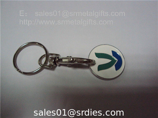 Shopping cart trolley coin key chain, zinc alloy supermarket trolley coins, China factory, supplier