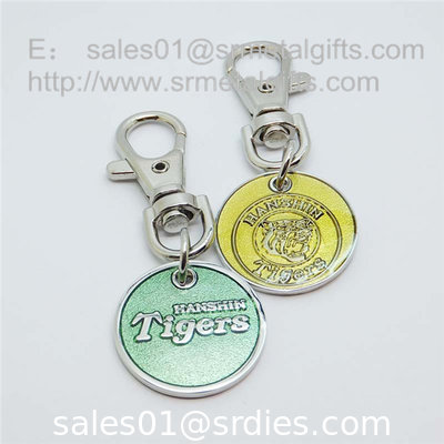 Supermarket shopping cart chip, enamel trolley token coin keychains China factory supplier