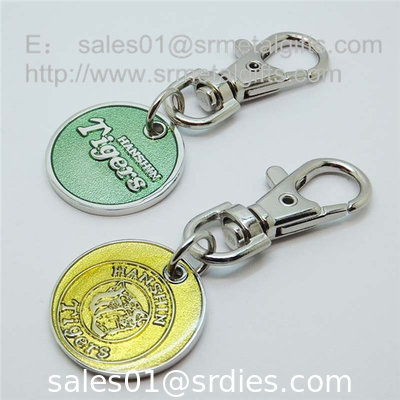 Supermarket shopping cart chip, enamel trolley token coin keychains China factory supplier