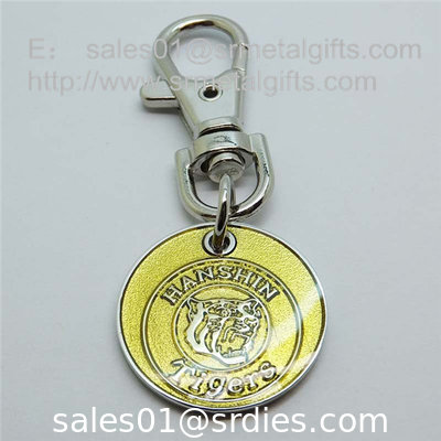 Supermarket shopping cart chip, enamel trolley token coin keychains China factory supplier