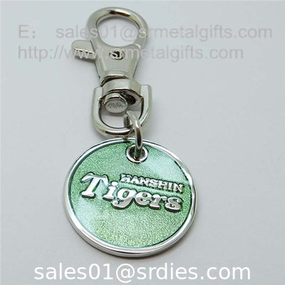 Supermarket shopping cart chip, enamel trolley token coin keychains China factory supplier