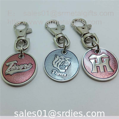 Supermarket shopping cart chip, enamel trolley token coin keychains China factory supplier