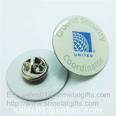 Offset print lapel pin badges, gradual color print brass lapel pin with safety pin supplier