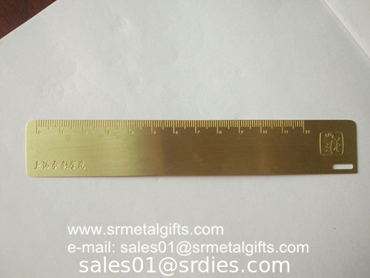 H65 brass miniature ruler with etched scale marking and customized logo supplier