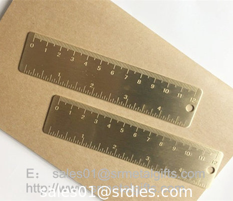 H65 brass miniature ruler with etched scale marking and customized logo supplier