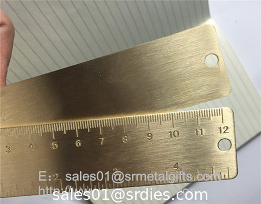 H65 brass miniature ruler with etched scale marking and customized logo supplier
