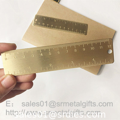 H65 brass miniature ruler with etched scale marking and customized logo supplier