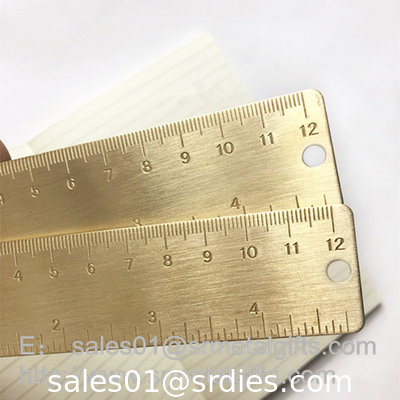 H65 brass miniature ruler with etched scale marking and customized logo supplier