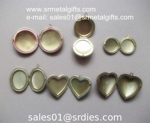 Miniature copper photo locket charms, mini brass photo locket pendant to necklace, supplier