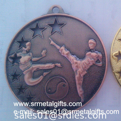 Die Cast Metal Kungfu Medals, Die Casting 3D Raised Kungfu Winner Medals supplier