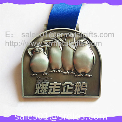 Antique silver blank engraved swimming medals, ready mold, antique silver swimming medals supplier