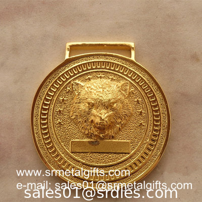 Gold 10K Running Medal With Color Filled, gold metal medal with enamel supplier