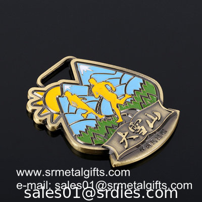 Hollow-out shaped metal run medal with enamel, shaped metal medals supplier