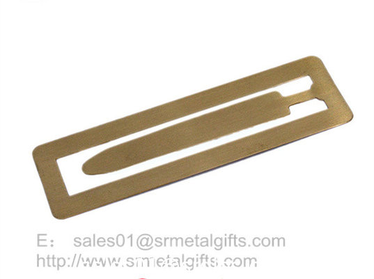 Brass etched ruler bookmark with inch scale, China photo etching process factory supplier