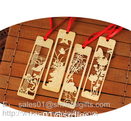 Etched metal page marker for book, gold metal page marker bookmarks supplier