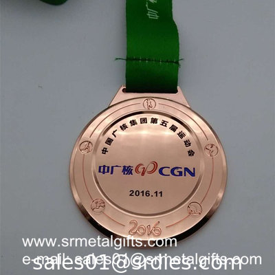 Bronze Engraved Metal V neck ribbon medal, Customize your metal medals now supplier