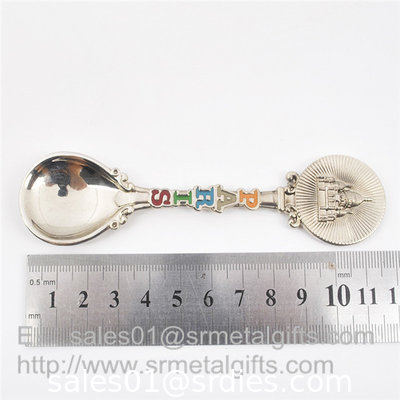 Enamelled metal Paris travel souvenir spoon with color filled wholesale for cheap supplier