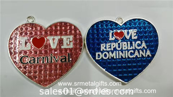 Clear enamel metal charm pendants for keychain, glass enamelled metal drop pendants supplier