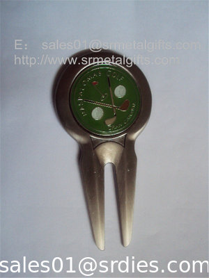 Metal Golf Pitch Mark Repair Tool with Enamel Ball Marker, Metal Golf Pitch Forks supplier