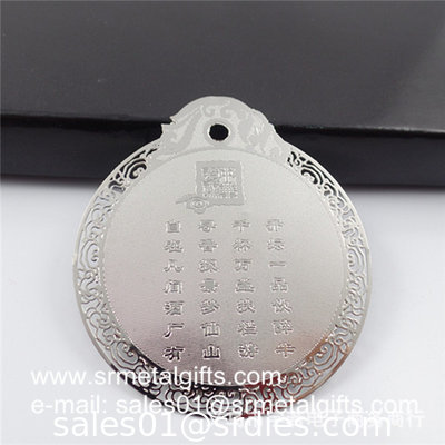 Silver engraved hollow out metal bookmarks by etching process, etched steel bookmarks supplier