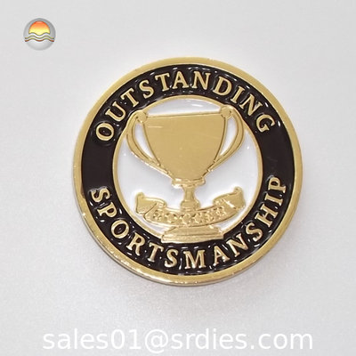 Gold tone metal souvenir coins with enamel in clear plastic box package supplier