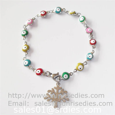 2 Sides Multi Color Epoxy Domed Mini Evil Eyes Charm Stainless Steel Bracelet supplier