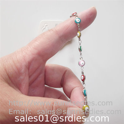 2 Sides Multi Color Epoxy Domed Mini Evil Eyes Charm Stainless Steel Bracelet supplier