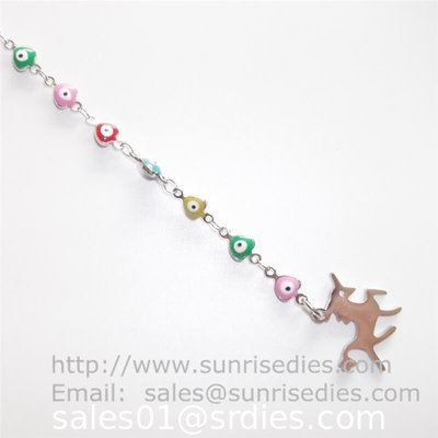 2 Sides Multi Color Epoxy Domed Mini Evil Eyes Charm Stainless Steel Bracelet supplier