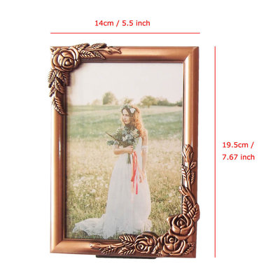 Metal emboss Rose Adorned Picture Frame 5x7 inch, Classic Floral Design Vintage Sturdy Alloy Photo Frames supplier