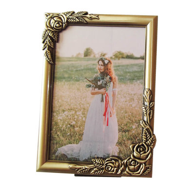 5x7 inch Custom Make Antique Brass Plated Metal Rose Picture Frames supplier