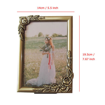 5x7 inch Custom Make Antique Brass Plated Metal Rose Picture Frames supplier