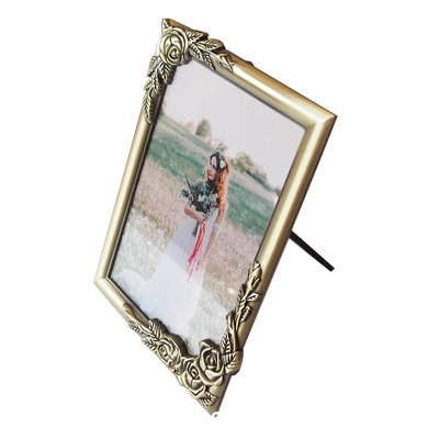5x7 inch Custom Make Antique Brass Plated Metal Rose Picture Frames supplier