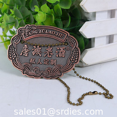 Custom make metal wine bottle neck tags manufacturer in China supplier