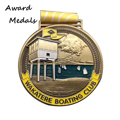 Antique gold plated metal boating club medals manufacturer from China supplier