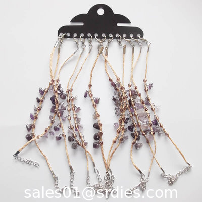 Wholesale Gem Stone Amethyst Charm Bracelet Adjustable 7.8", Natural Crystal Quartz string bracelet for girls. supplier